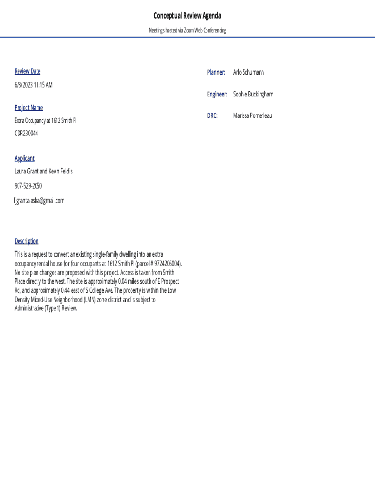 Fillable Online Extra Occupancy at 1612 Smith Pl Fax Email Print ...