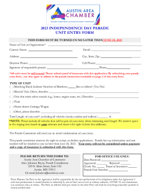 Fillable Online 2023 INDEPENDENCE DAY PARADE UNIT ENTRY FORM Fax Email ...