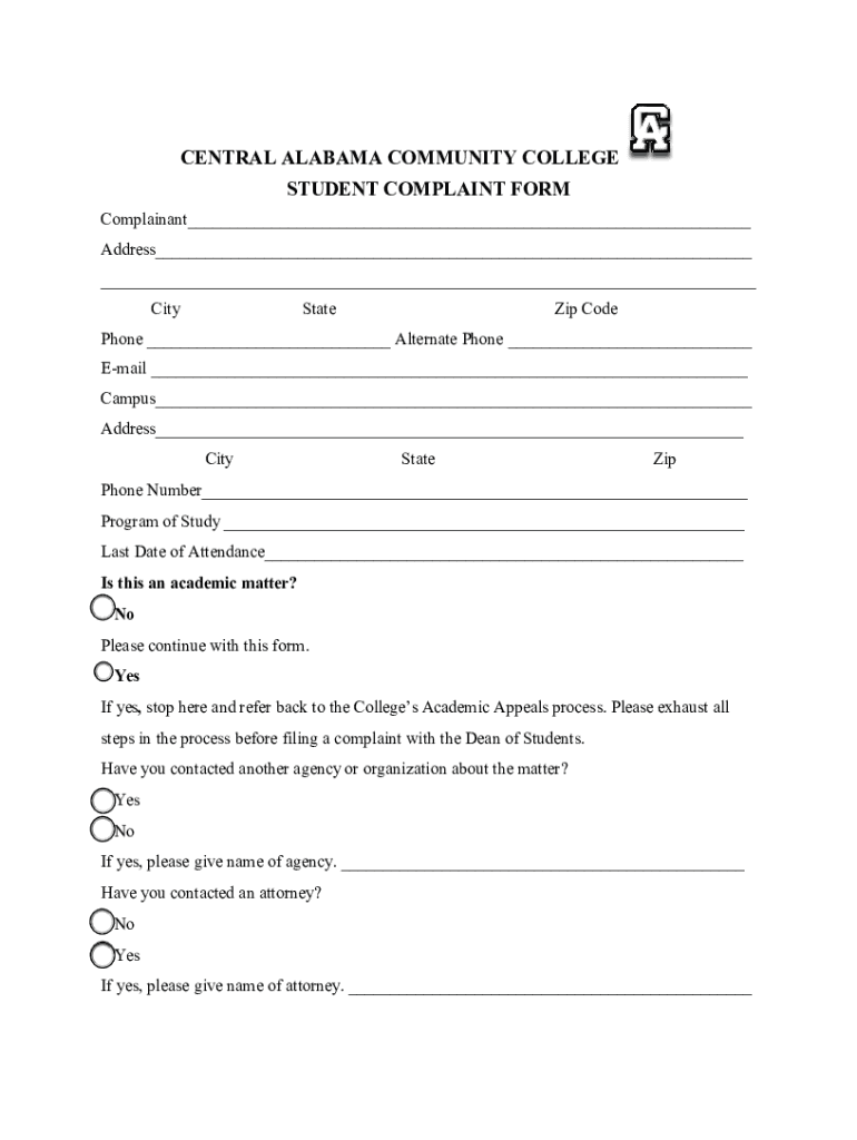 Fillable Online Student-Complaint-Form-Fillable Fax Email Print - pdfFiller