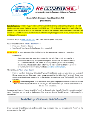 Fillable Online Shared Work Claimants New Claim Desk Aid ( ... Fax ...