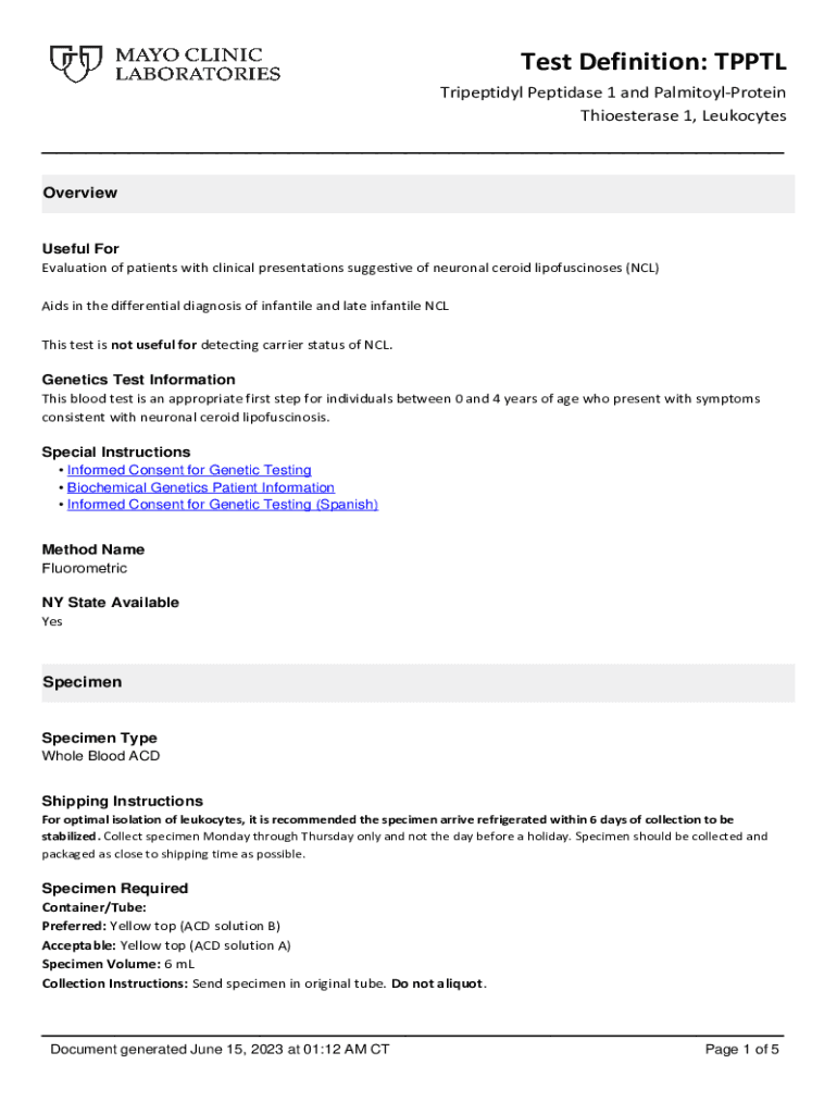 Fillable Online Diagnosis of neuronal ceroid lipofuscinosis type 2 ...