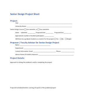 Fillable Online Senior Design Project Sheet Fax Email Print - pdfFiller
