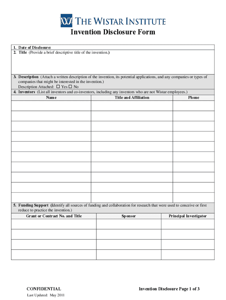 Fillable Online invention disclosure form - Penn Center for Innovation ...