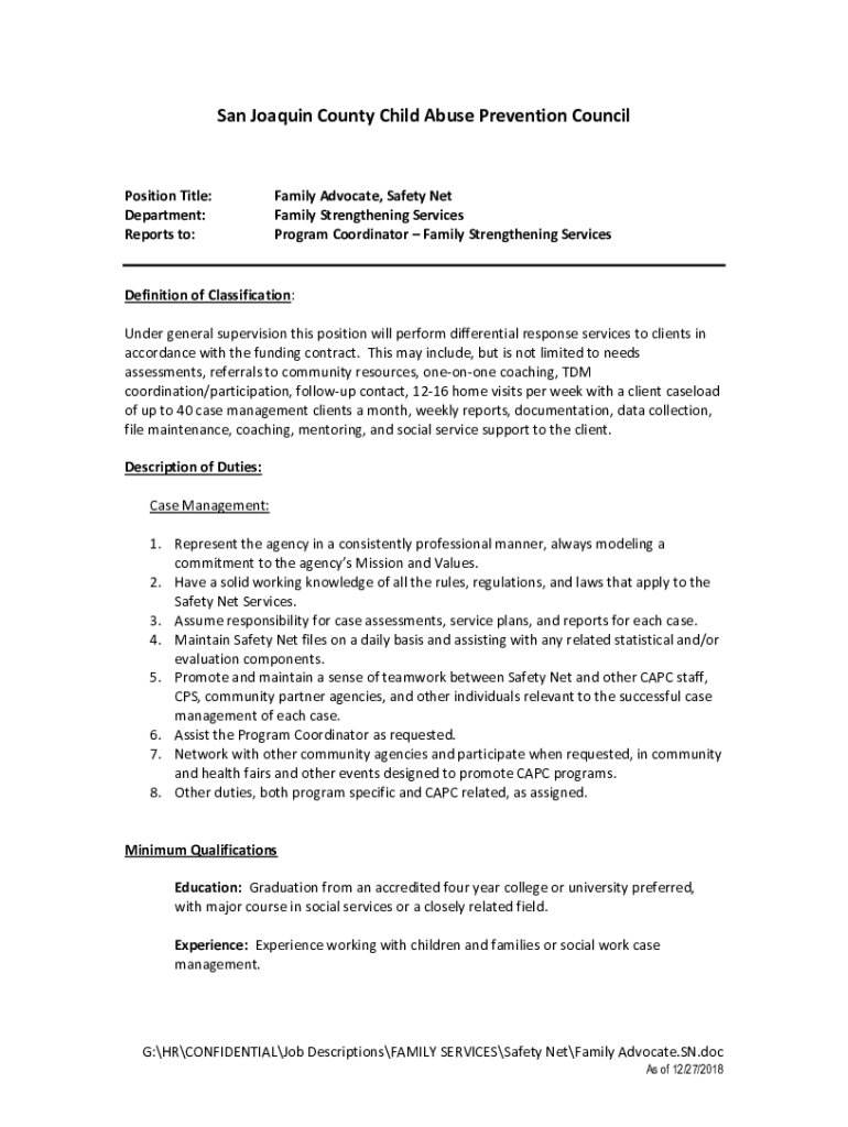 Fillable Online Program Spotlight: Children and Family Safety Net ...