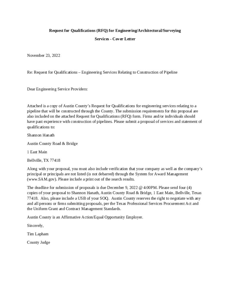 request for qualifications - Anderson County, Texas Doc Template | pdfFiller