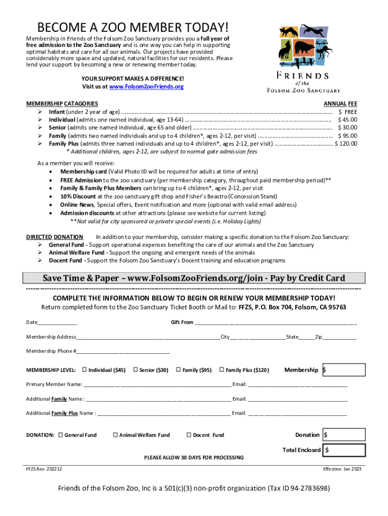 Fillable Online Folsom City Zoo Sanctuary - All You Need to Know ...