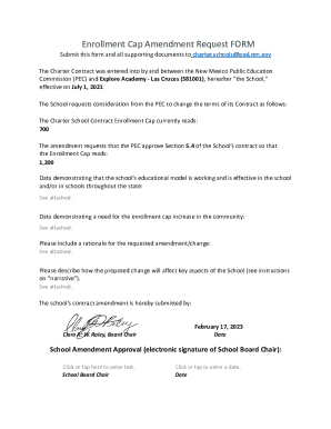 Fillable Online Enrollment Cap Amendment Request Form Fax Email Print ...