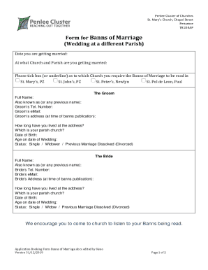 Fillable Online Form for Banns of Marriage - cloudfront.net Fax Email Print - pdfFiller