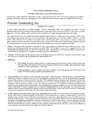 Fillable Online TIPS VENDOR AGREEMENT SIGNATURE FORM Fax Email Print ...