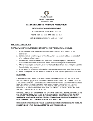 Fillable Online RESIDENTIAL SEPTIC APPROVAL APPLICATION Fax Email Print ...