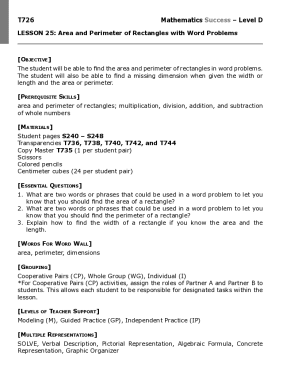 Fillable Online Word Problems: Area and Perimeter of a Rectangle Fax ...