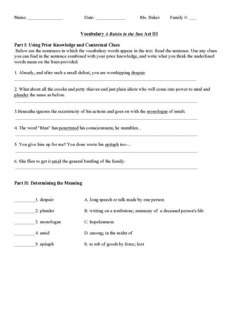 Fillable Online 9th Grade English Worksheets Fax Email Print - pdfFiller