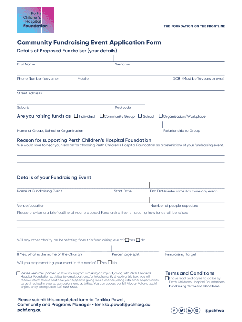 Fillable Online Community Fundraising Event Application Form - cloudfront.net Fax Email Print ...