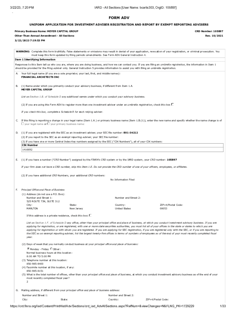 Fillable Online FORM ADV - FMG Video Live Fax Email Print - pdfFiller