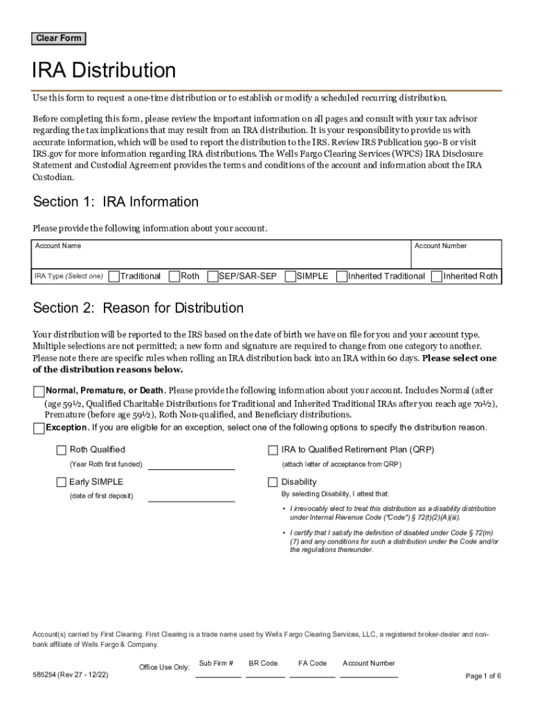 Fillable Online FCCS IRA Distribution Request from IRA - 585254. FCCS ...