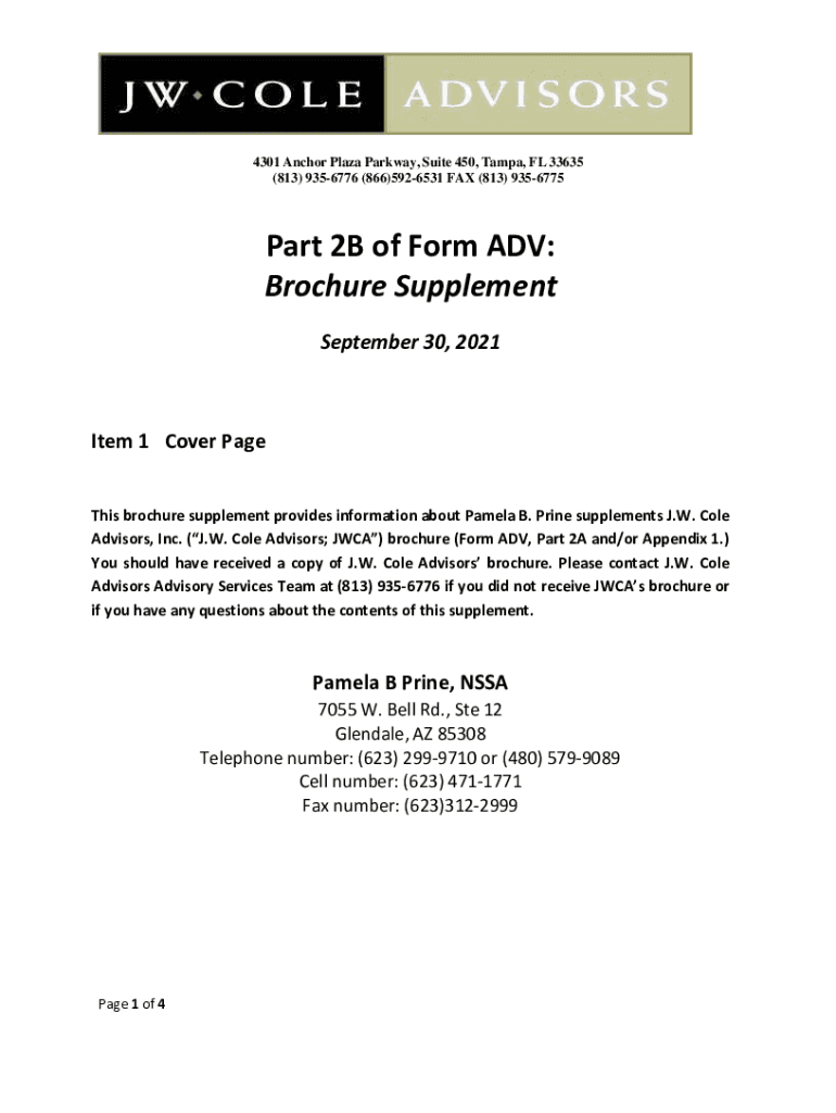 Fillable Online FORM ADV PART 2A DISCLOSURE BROCHURE March ... Fax ...