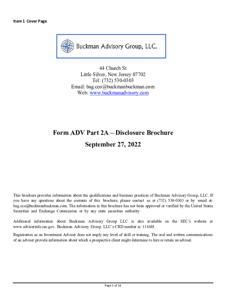 Fillable Online Form ADV Part 2A Disclosure Brochure September 27, 2022 Fax Email Print - pdfFiller