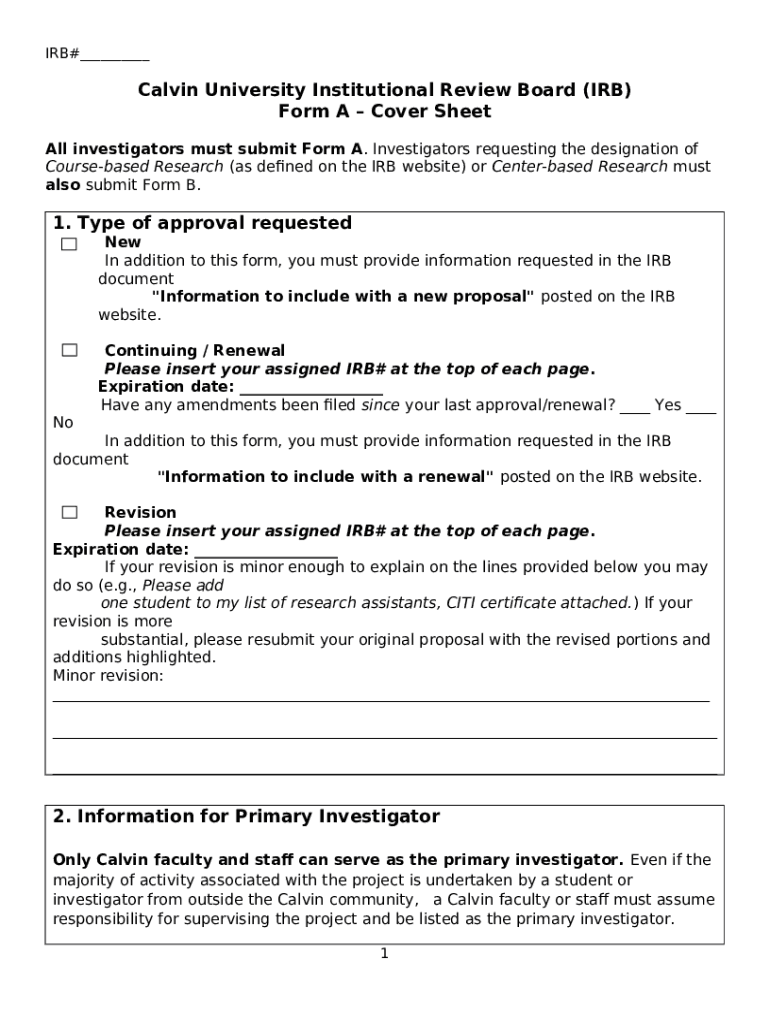 Proposal Template - Institutional Review Board Doc Template | pdfFiller
