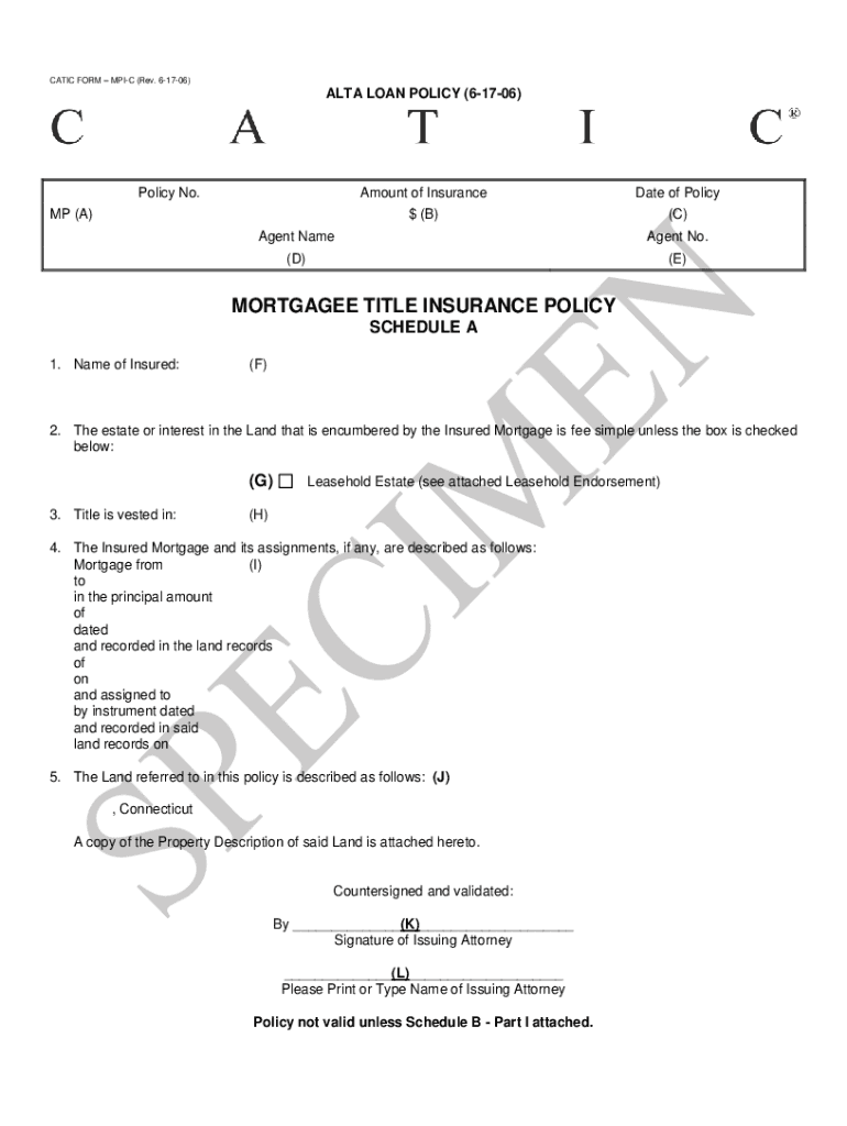 Fillable Online CATIC FORM - MPI-C (Rev Fax Email Print - pdfFiller