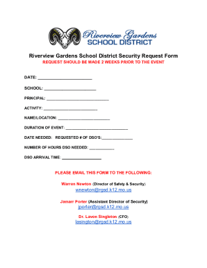 Fillable Online Riverview Gardens School District Security Request Form Fax Email Print - pdfFiller