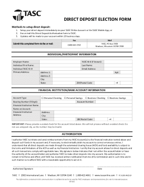 Fillable Online Direct Deposit AuthorizationTASC Fax Email Print ...