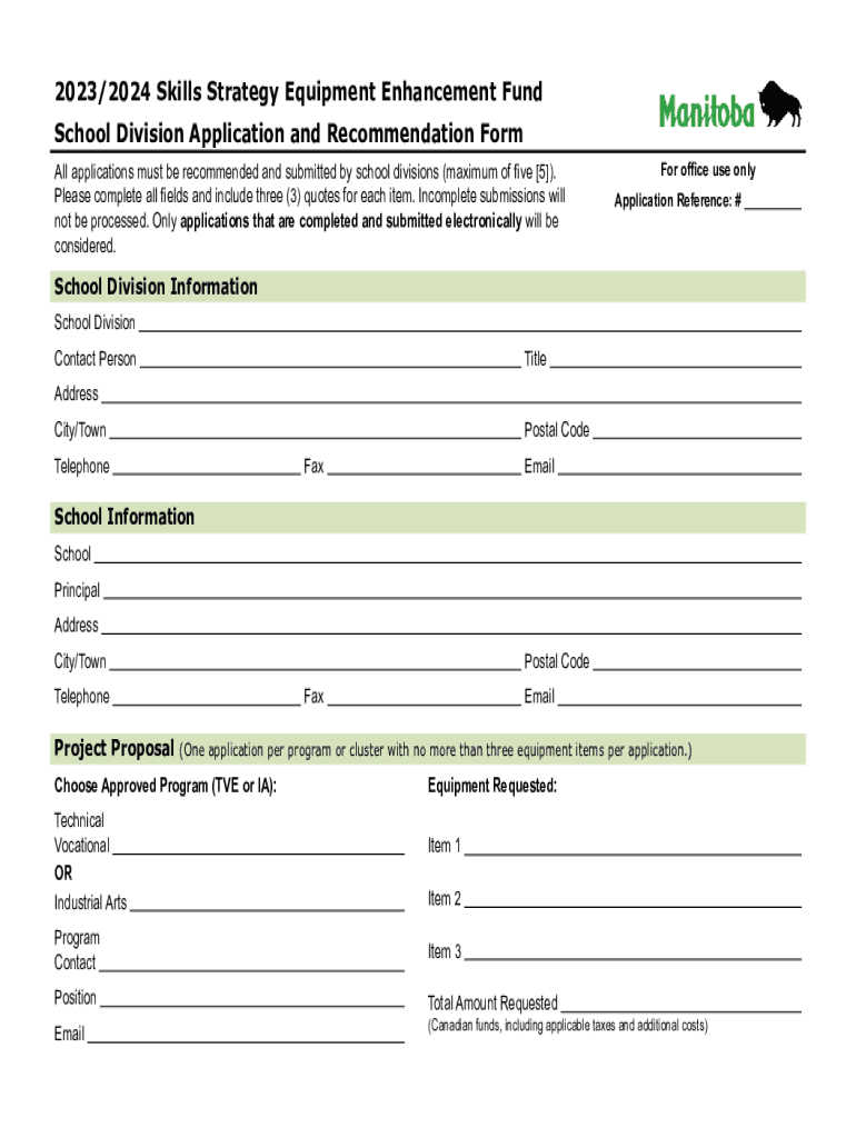 Fillable Online Skills Strategy Equipment Enhancement Fund Application ...