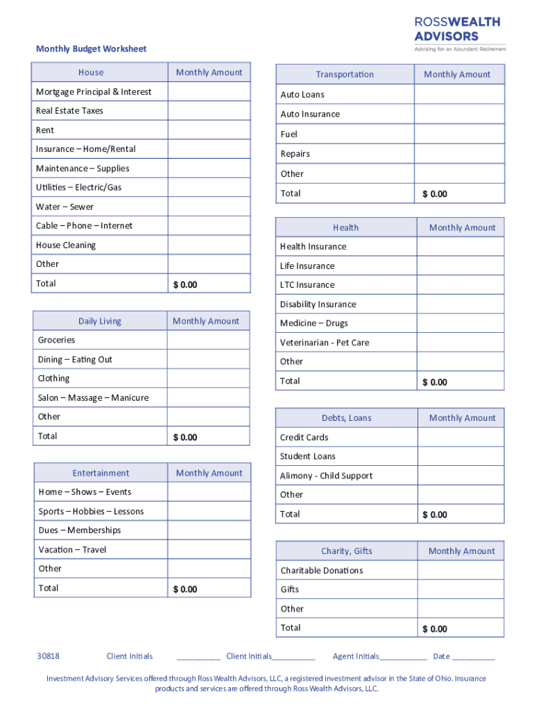 Fillable Online Monthly payment worksheet - files.consumerfinance.gov ...