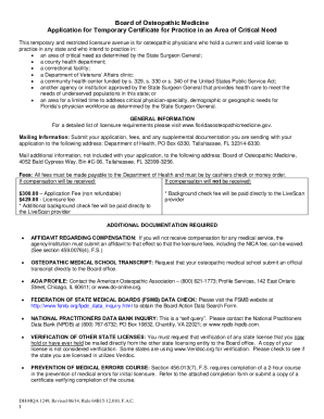 Fillable Online Temporary Certificate for Practice in Areas of Critical ...