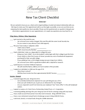 Fillable Online A Complete Tax Return Checklist to Send to Your Clients ...