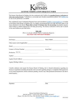 Fillable Online License Verification Request Form - 8.2.22.docx Fax ...