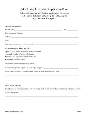 Fillable Online John Ripley Internship Application Form Fax Email Print ...