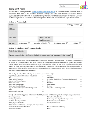 Fillable Online Complaint Form - English (PDF) Fax Email Print - pdfFiller