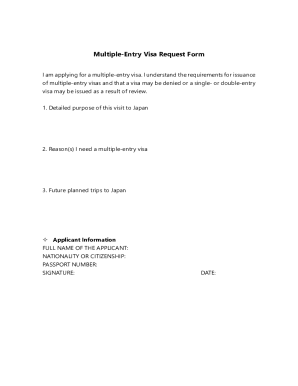 Fillable Online Multiple-Entry Visa Request Form Fax Email Print ...