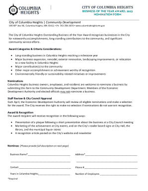 Fillable Online Outstanding Citizen Award Nominations Due By April 24 Fax Email Print - pdfFiller