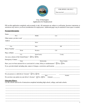 Fillable Online Harrington Police Department Application for Employment ...