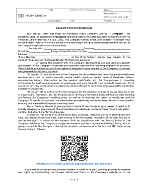 Fillable Online Consent Form for Employees Page: 1 Document ID: PDPA ...