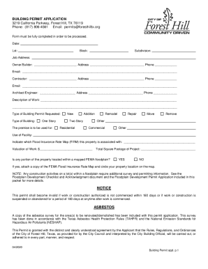 Fillable Online Forest Hill Permits - Fill Online, Printable, Fillable ...