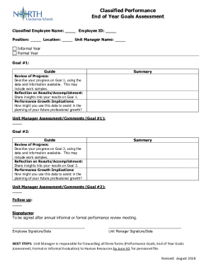 Fillable Online Classified Performance End of Year Goals Assessment Fax ...