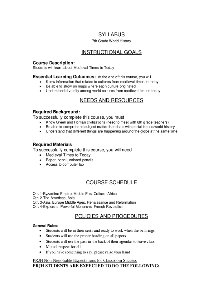 Fillable Online 7th Grade World History - Delta Vista Middle School Fax ...