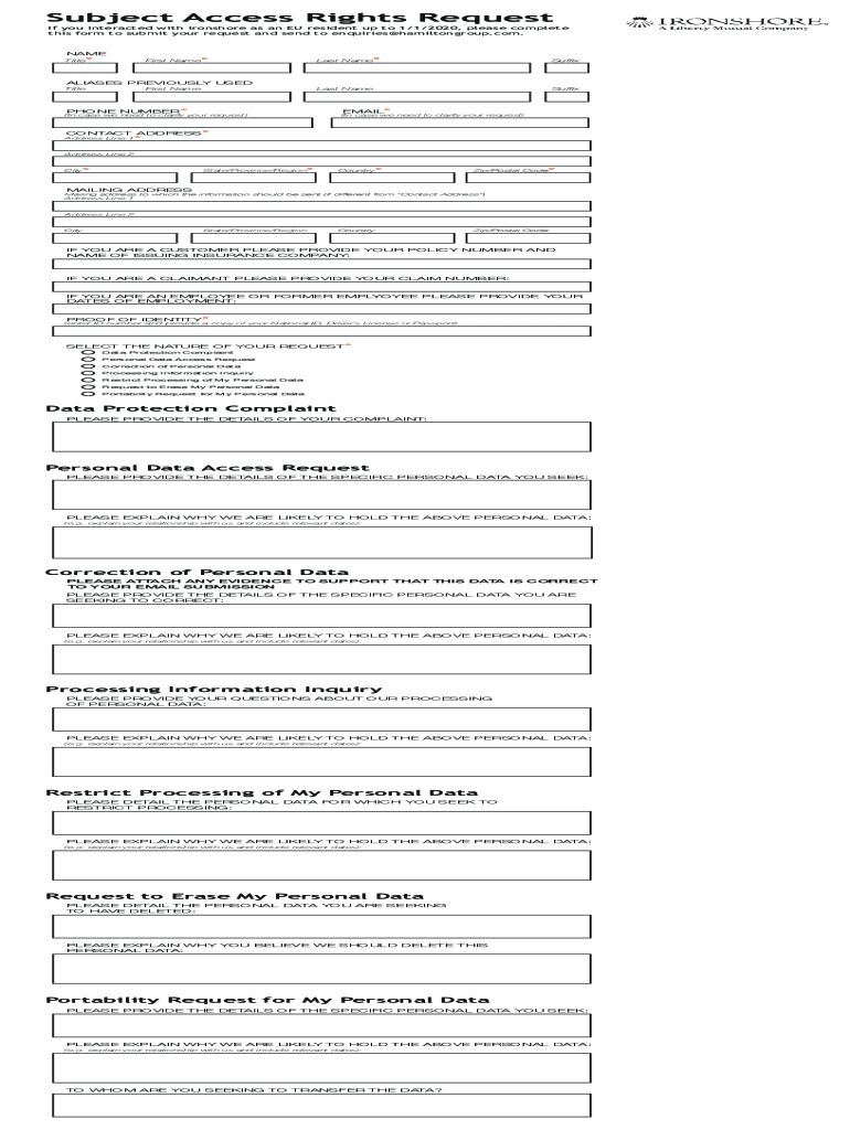 Fillable Online Subject Access Rights Request Fax Email Print - pdfFiller