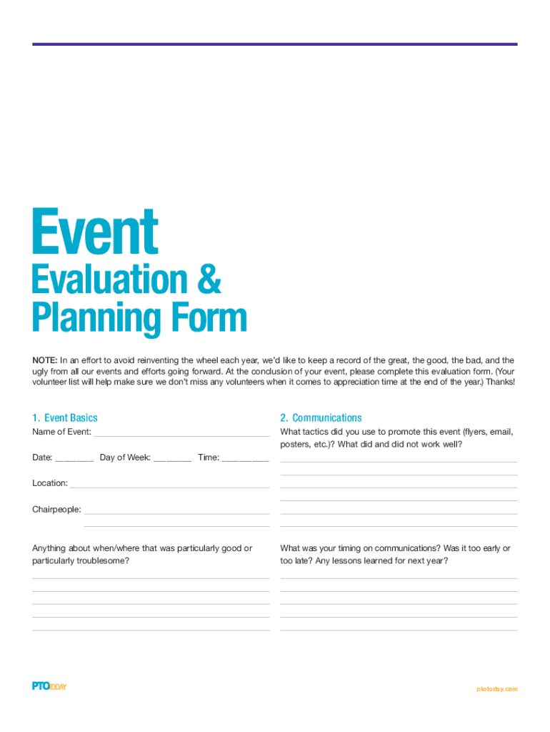 Fillable Online Event Organizer's Guide to Post-Event Evaluation Fax ...