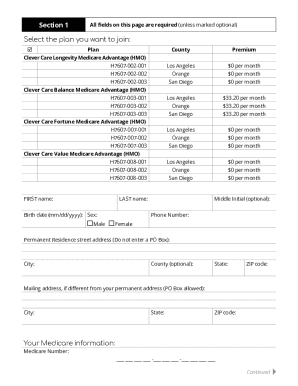 Fillable Online Clever Care Health Plan: Medicare Alternative Medicine ...