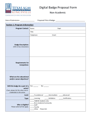 Fillable Online Digital Badge Authorization Proposal and Issuance ...