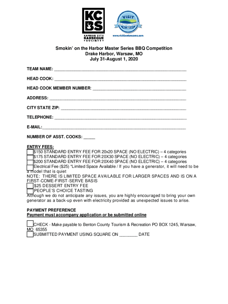 Fillable Online Smokin' on the Harbor Master Series BBQ Competition Fax ...