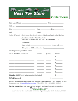 Fillable Online Hess Toy Store Order Form Fax Email Print - pdfFiller