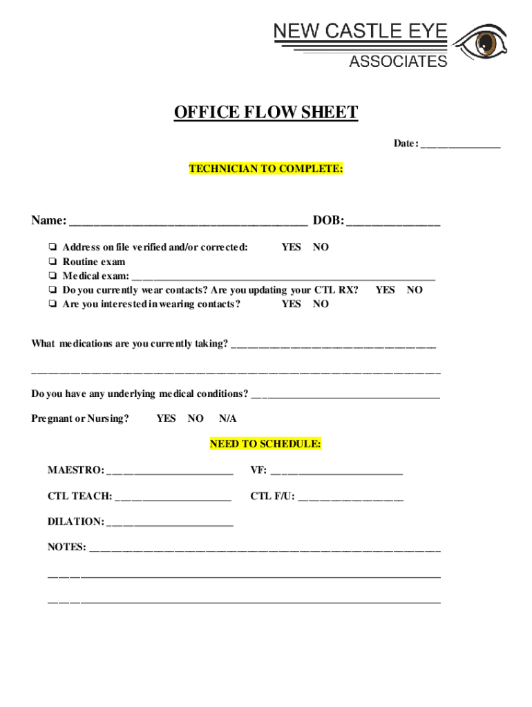 Fillable Online OFFICE FLOW SHEET Fax Email Print - pdfFiller