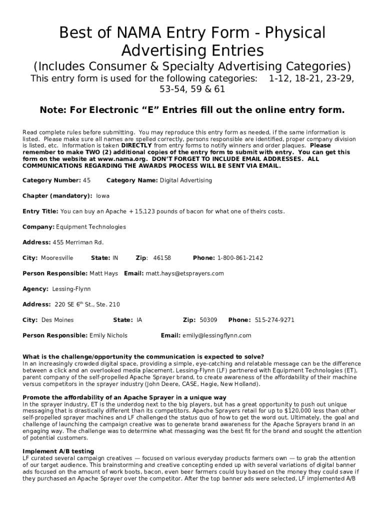 Best of NAMA Entry s Doc Template | pdfFiller