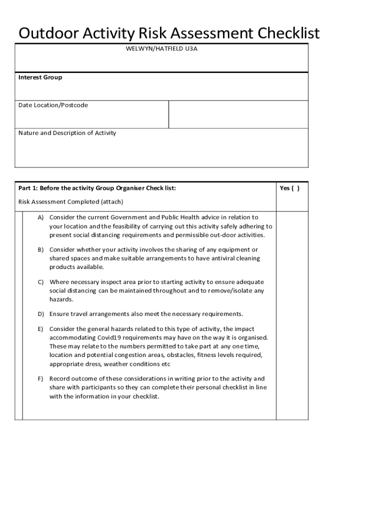 Fillable Online Indoor and outdoor learning environment safety ...
