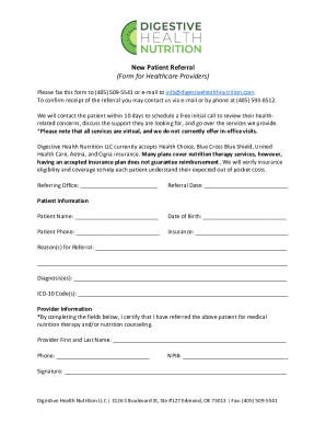 Fillable Online New Patient Referral (Form for Healthcare Providers) Fax Email Print - pdfFiller