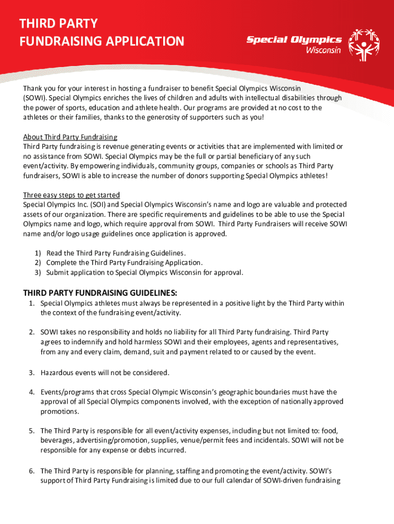 Fillable Online Fillable Online THIRD PARTY FUNDRAISING APPLICATION Fax ...